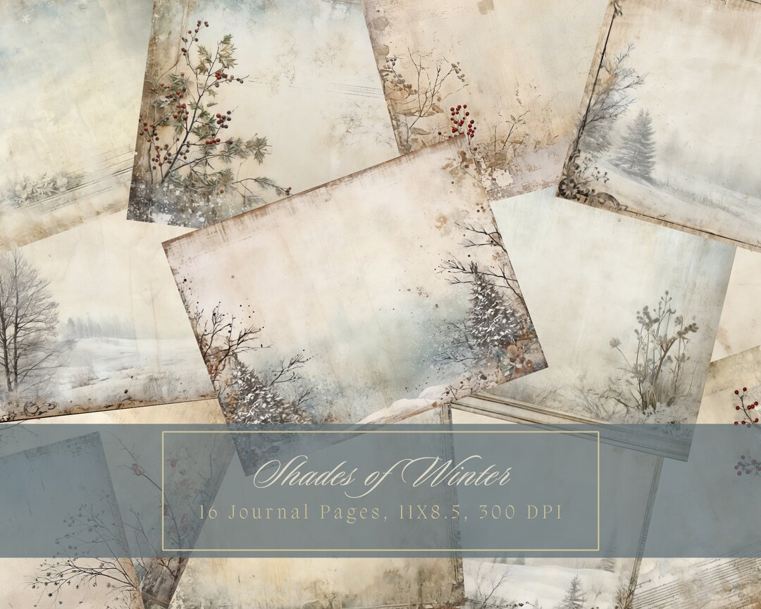 Vintage Winter Junk Journal Kit Rustic Snow Digital Paper for ...