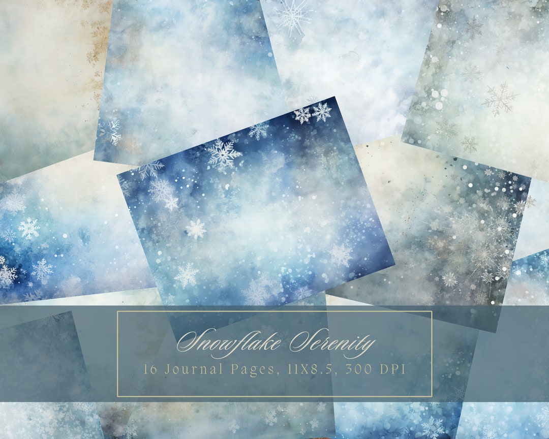 Watercolor Snowflake Junk Journal Paper Winter Background Journal Pages ...