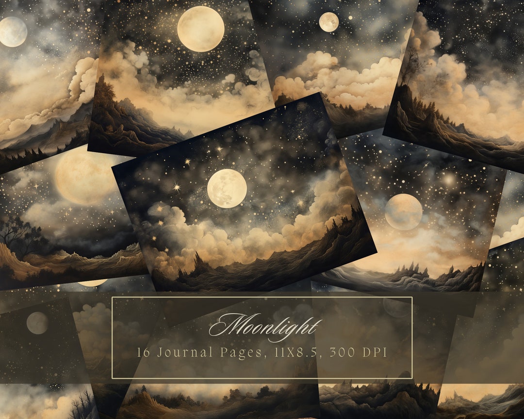Watercolor Moon Junk Journal Kit Celestial Journal Pages Starry Sky ...