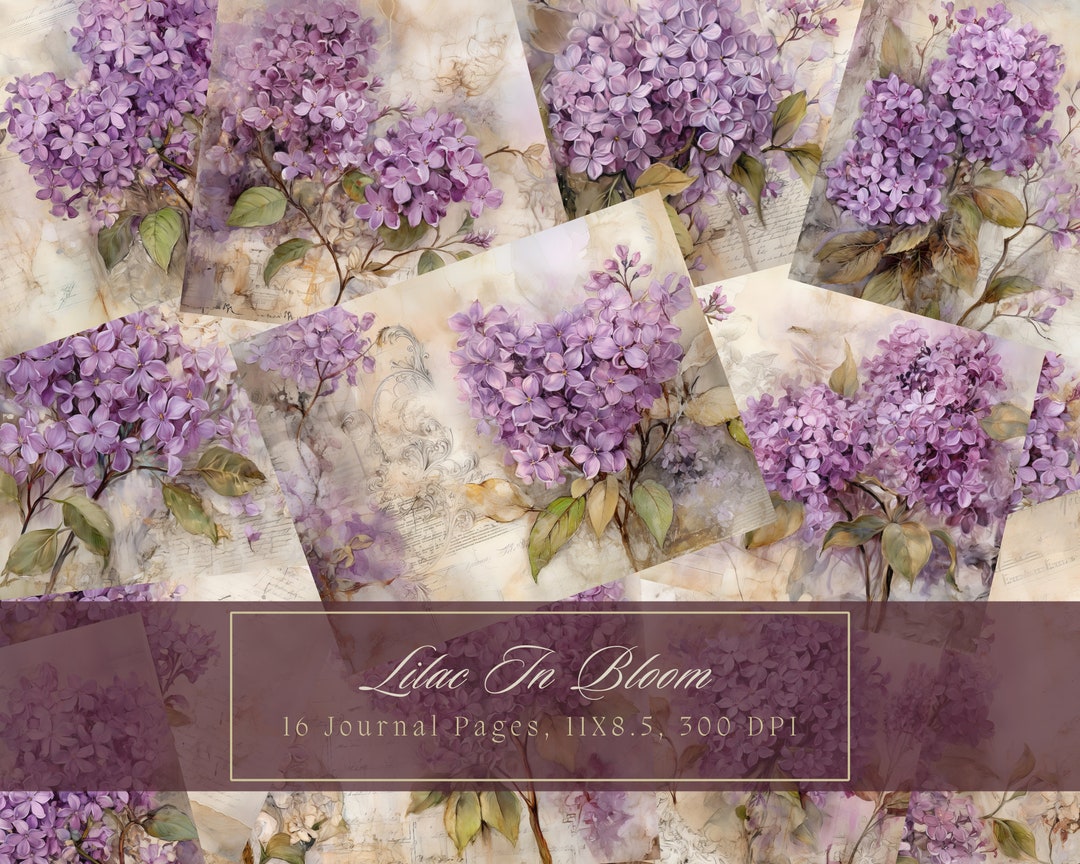 Lilac Junk Journal Kit Vintage Ephemera Floral Journal Digital Paper ...