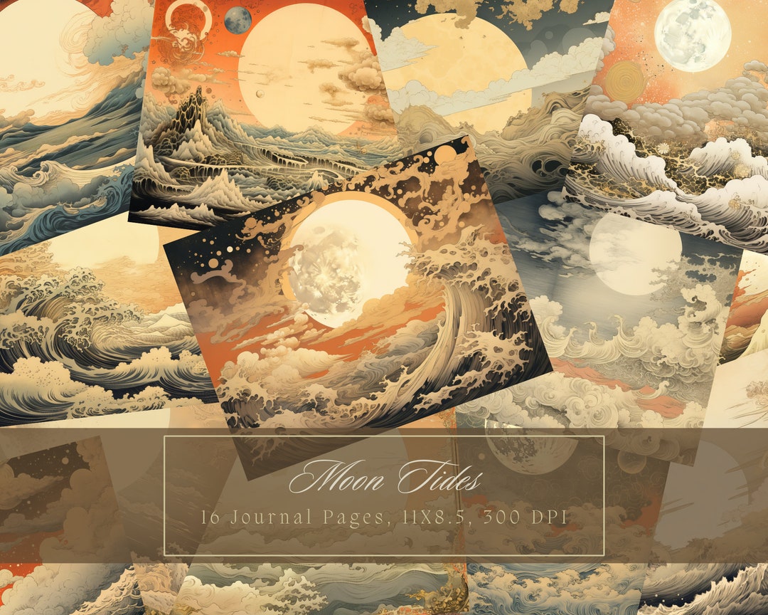 Vintage Moon Junk Journal Kit Sea Sunset Journal Pages Eastern - Etsy