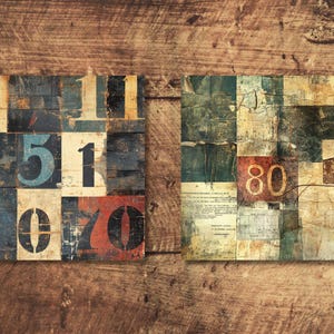 Number Collage Junk Journal Kit Numbers Printable Pages Grunge Mixed ...