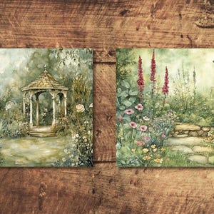 Watercolor Garden Glade Junk Journal Paper Botanical Background Journal ...