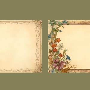 Vintage Floral Border Printable Junk Journal Pages Grunge Paper Vintage ...