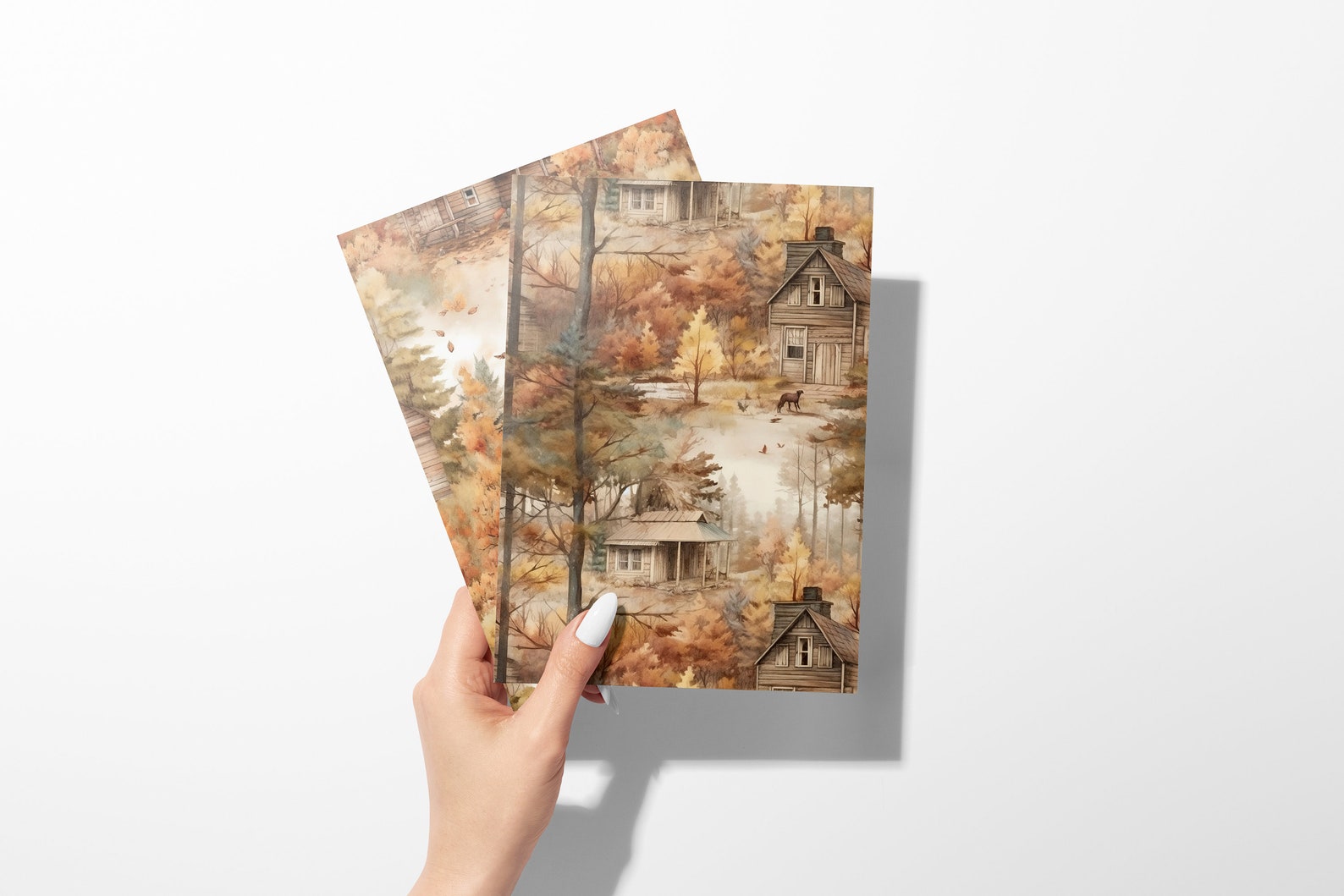Cabin in the Woods Digital Paper Set Seamless Pattern Watercolor ...