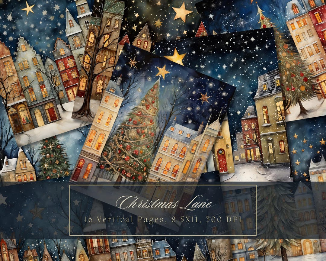 Christmas Town Junk Journal Kit Winter Background Journal Pages ...