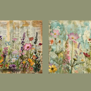 Watercolor Wildflower Junk Journal Kit Garden Printable Page Flowers ...