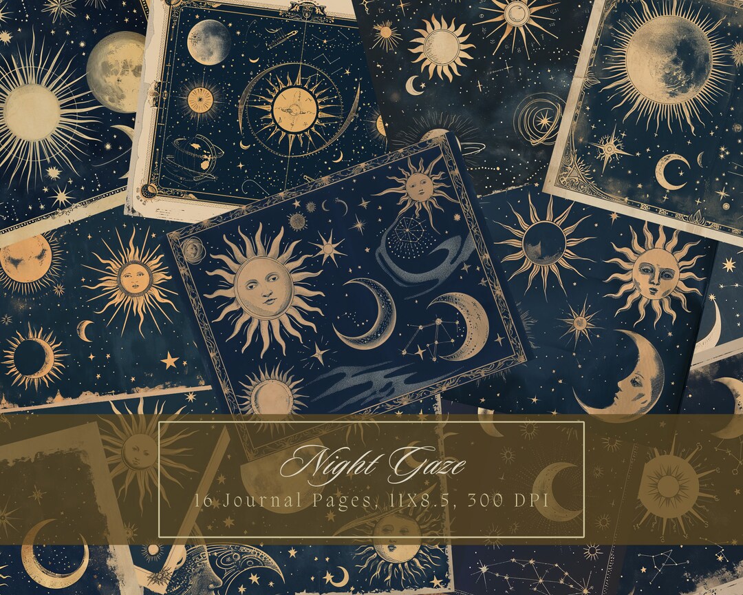 Vintage Celestial Junk Journal Kit Astronomy Printable Pages Sun and ...