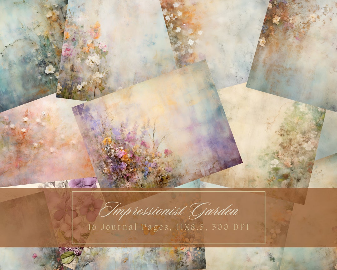 Shabby Spring Garden Junk Journal Paper Blooming Floral Background ...