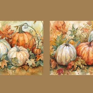 Watercolor Pumpkins Junk Journal Kit Autumn Backgrounds Fall Digital ...