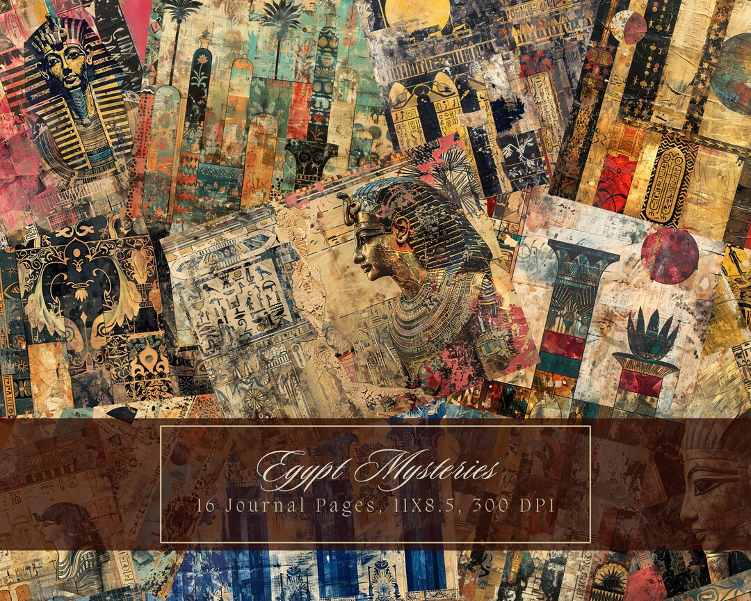 Egyptian Collage Junk Journal Kit Colorful Printable Pages Egypt Mixed ...