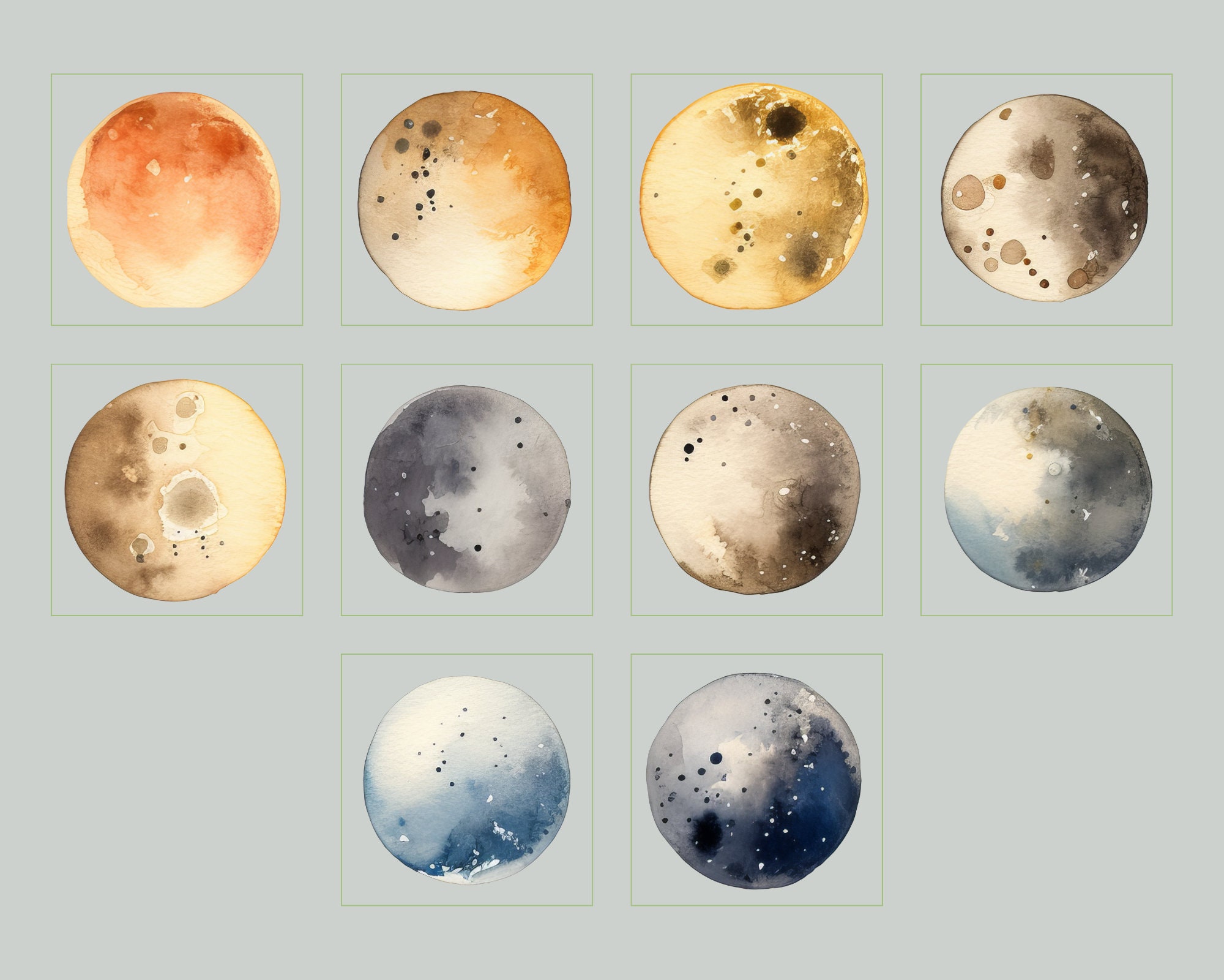 20 Watercolour Moon Clip Art Bundle Crescent Moon Watercolour - Etsy