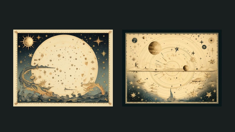 Vintage Celestial Junk Journal Kit Astronomy Printable Pages Sun and ...