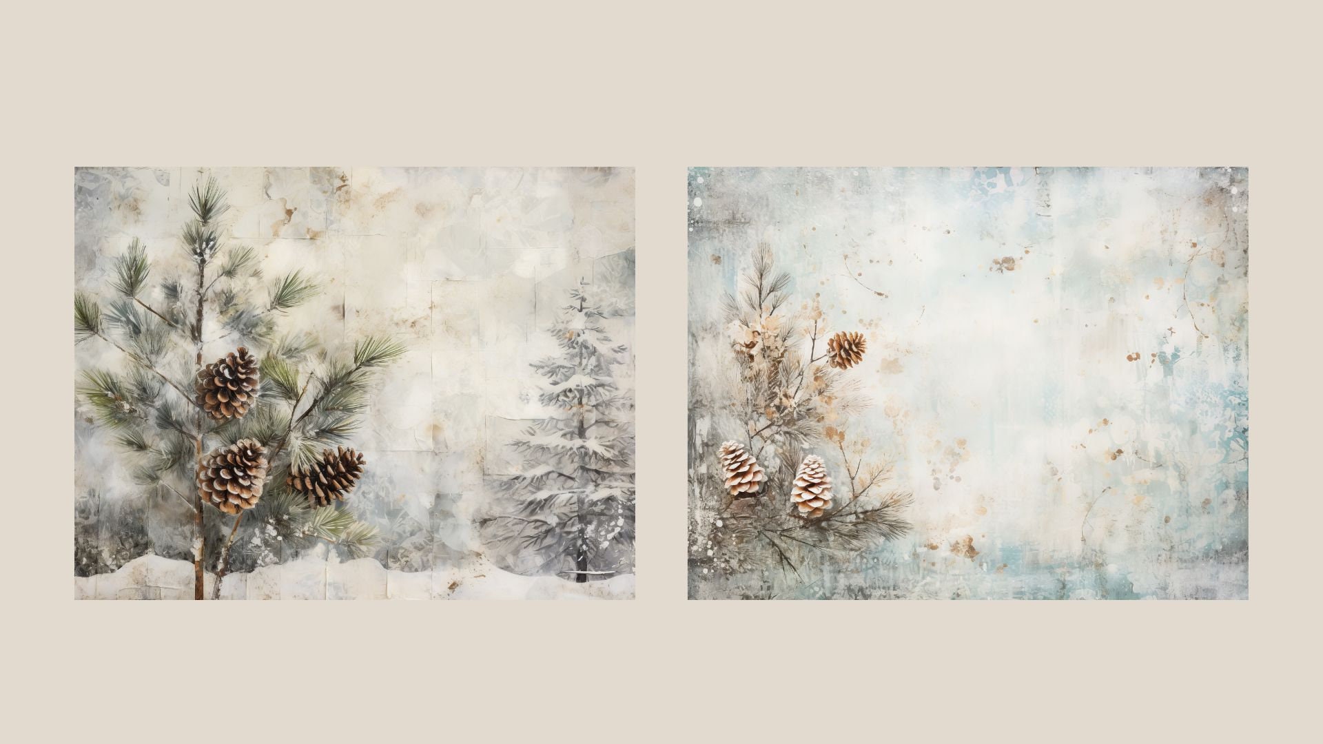 Snowy Pine Junk Journal Kit Winter Forest Pages Christmas Digital Paper ...