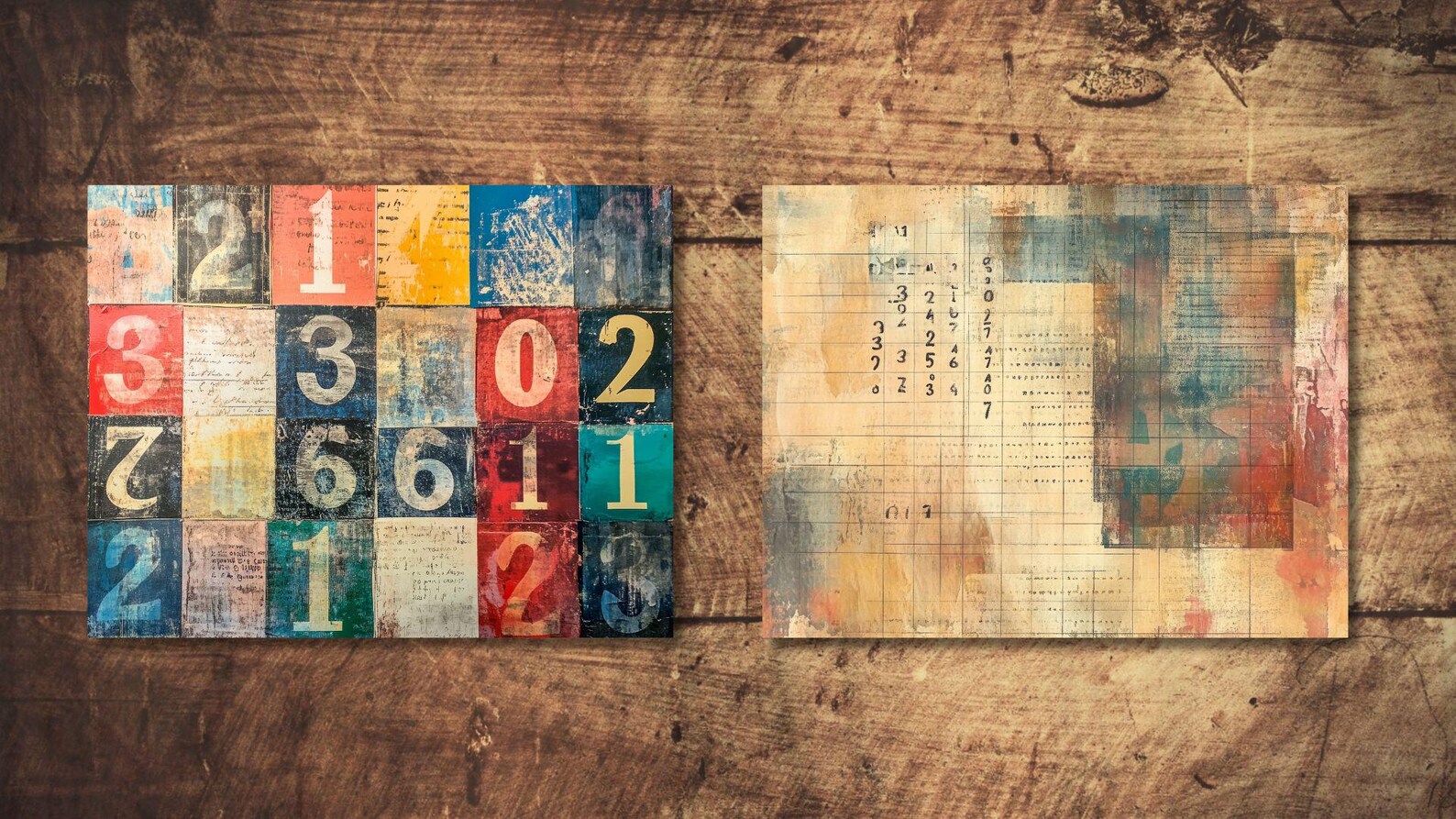 Acid Wash Collage Junk Journal Kit Numbers Printable Pages Grunge Mixed ...