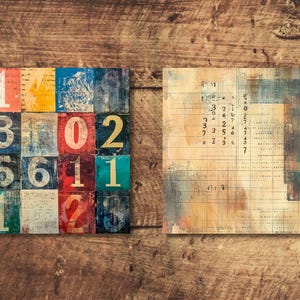 Acid Wash Collage Junk Journal Kit Numbers Printable Pages Grunge Mixed ...