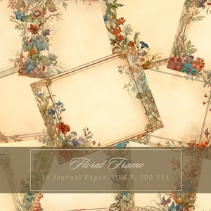 Vintage Floral Border Printable Junk Journal Pages Grunge Paper Vintage ...