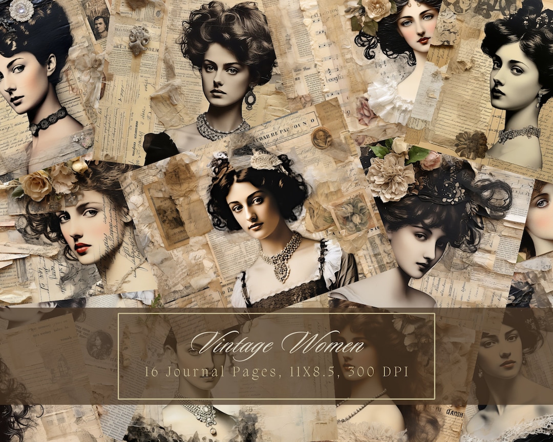 Vintage Women Junk Journal Kit Antique Mixed Media Collage Sheets ...