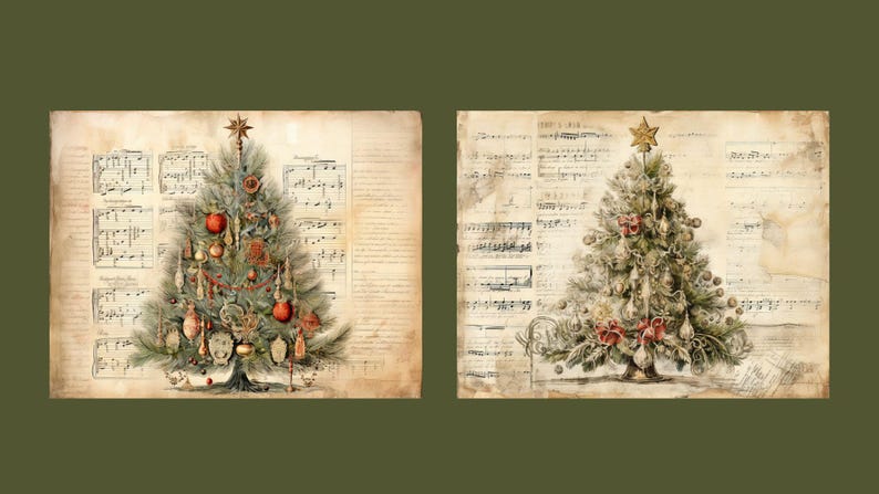 Christmas Tree Junk Journal Kit Winter Vintage Ephemera Noel Journal ...