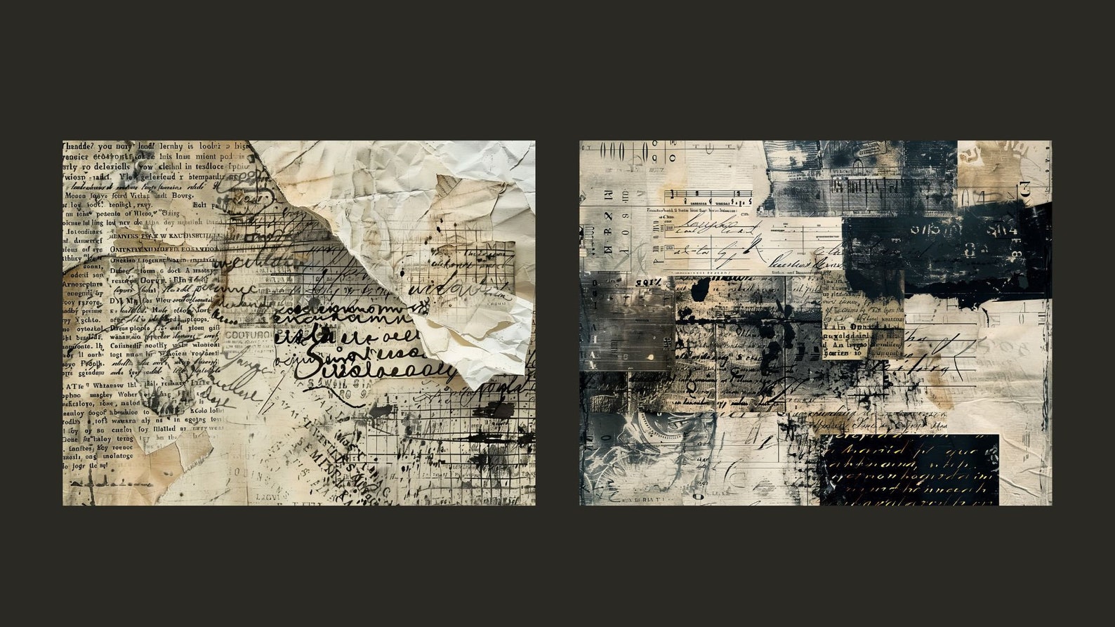 Dark Collage Junk Journal Kit Black Digital Paper Texture Grunge Sheets ...