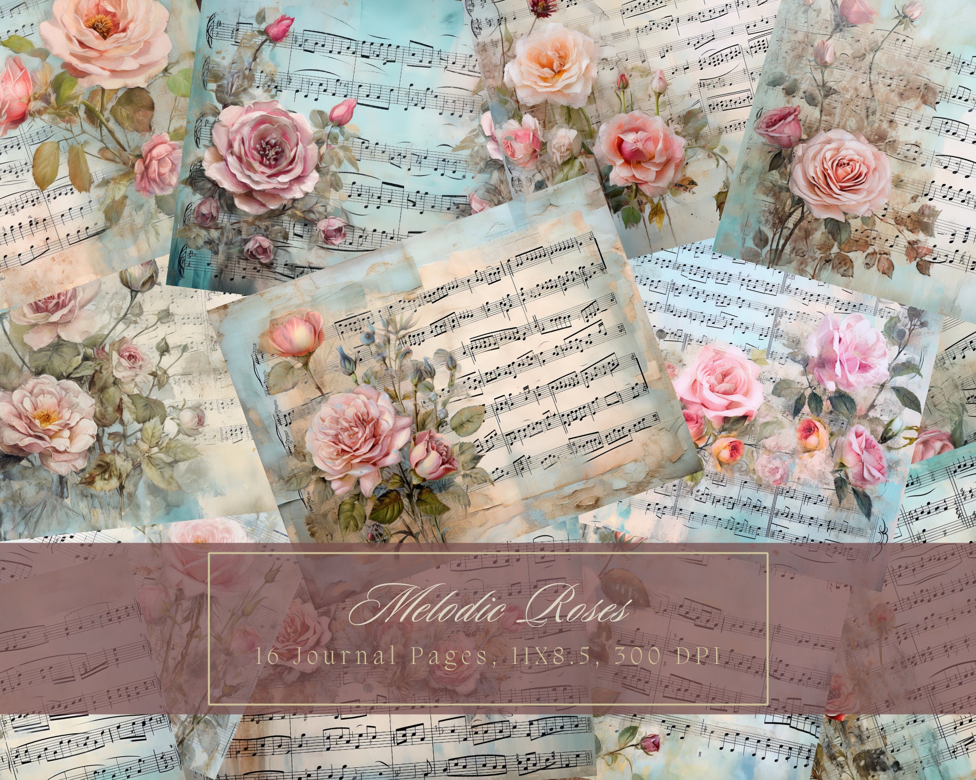 Vintage Musical Junk Journal Kit Roses Vintage Ephemera - Etsy