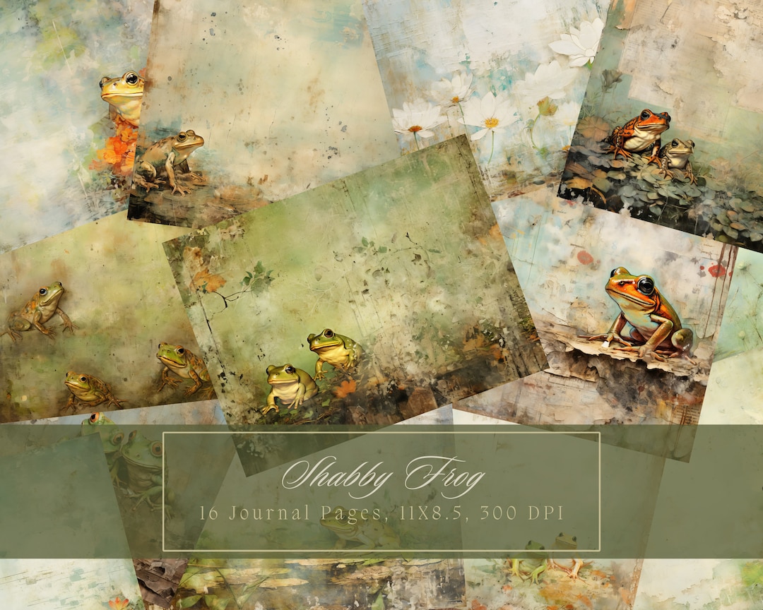 Vintage Frog Junk Journal Kit Grunge Pages Watercolor Frogs Digital ...