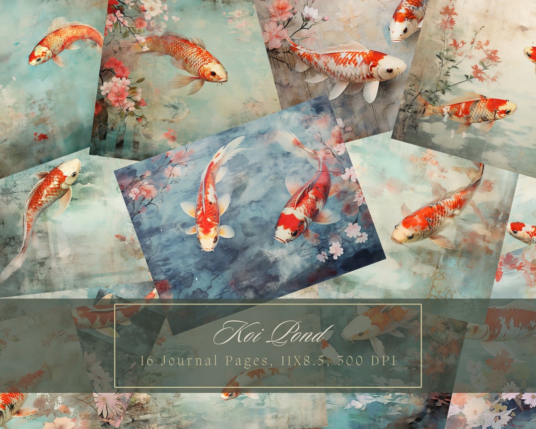 Koi Fish Junk Journal Kit Eastern Art Vintage Ephemera Printable Koi ...