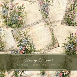 Wildflower Junk Journal Kit Floral Double Journal Pages Flower Digital ...