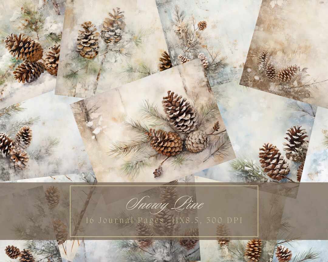 Snowy Pine Junk Journal Kit Winter Forest Pages Christmas Digital Paper ...