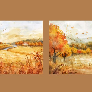 Watercolor Autumn Meadow Junk Journal Paper Fall Background Journal ...