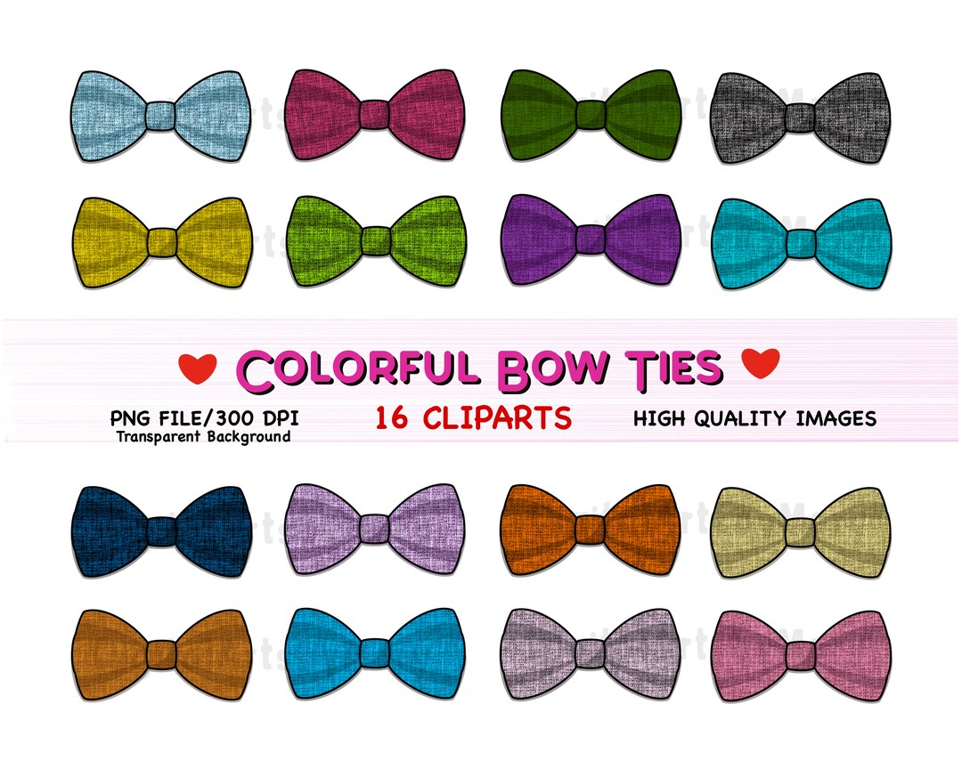 Cute Colorful Bow Ties Clipart Set PNG File Instant Download: Bow Ties ...