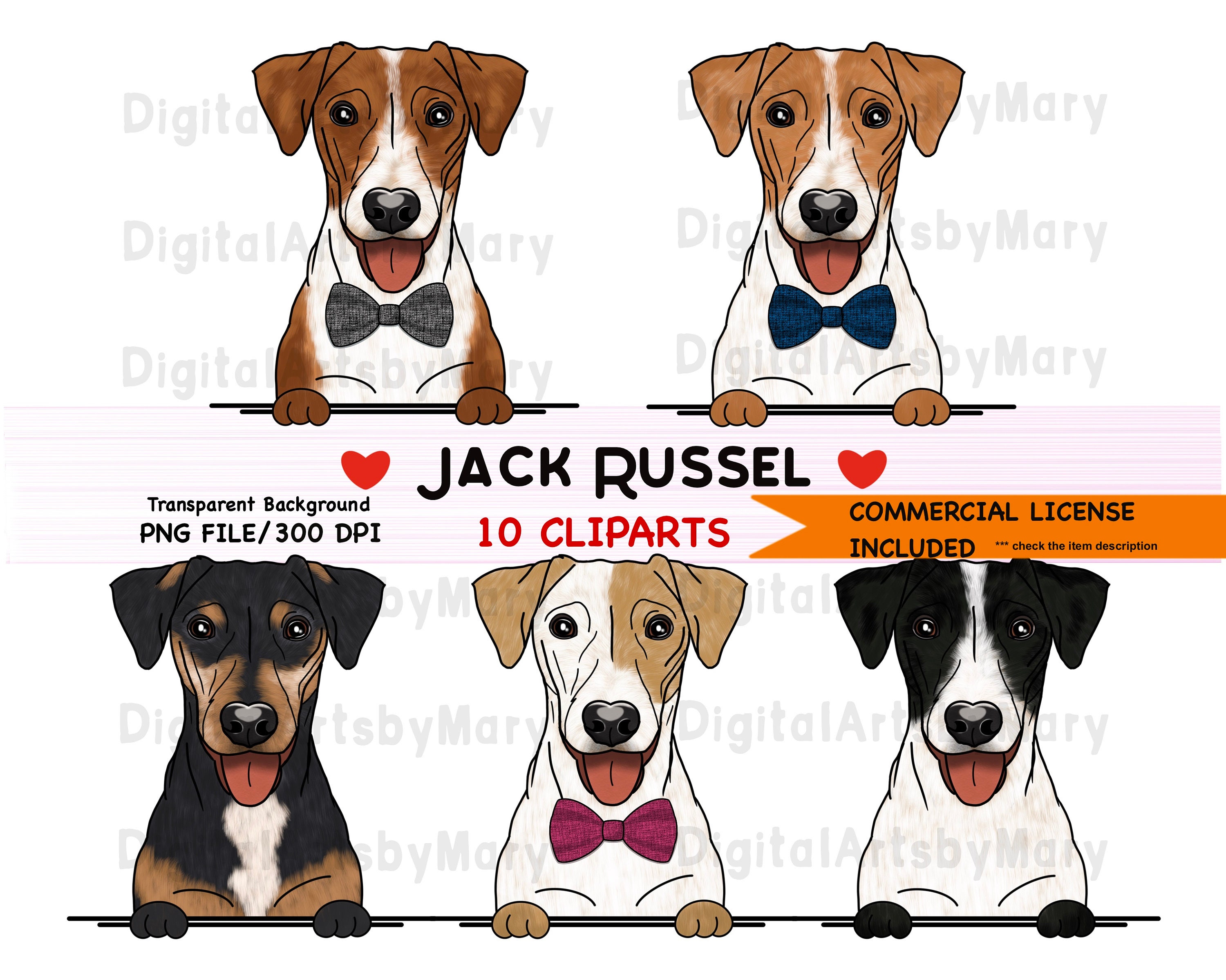 Cute Jack Russel Clipart Set PNG File Instant Download : Jack Russel ...