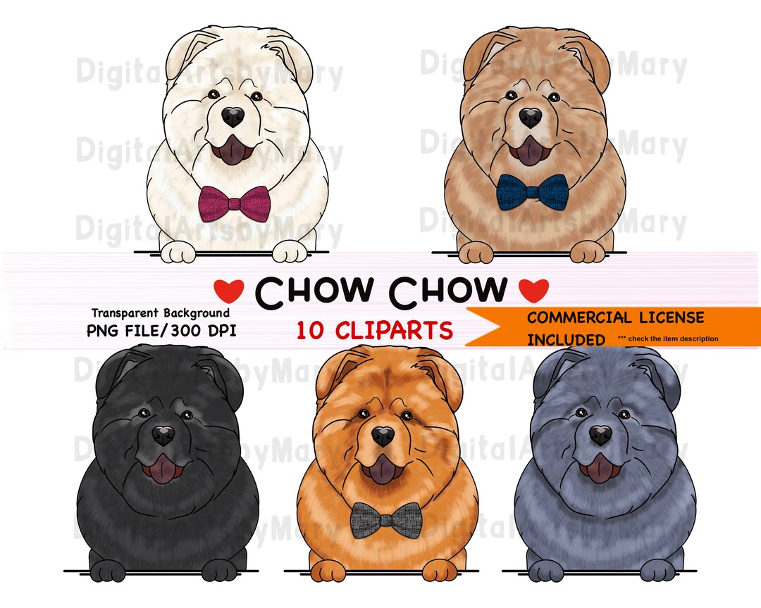 Cute Chow Chow Clipart Set PNG File Instant Download : Chow Chow ...