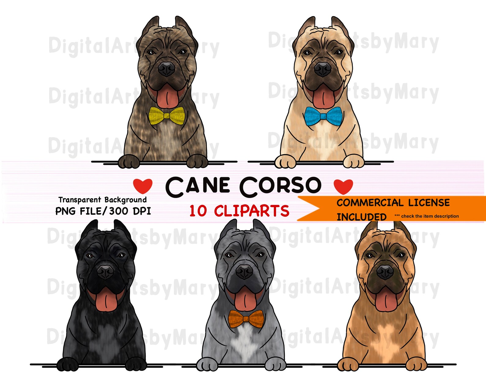 Cute Cane Corso Clipart Set PNG File Instant Download : Cane Corso ...