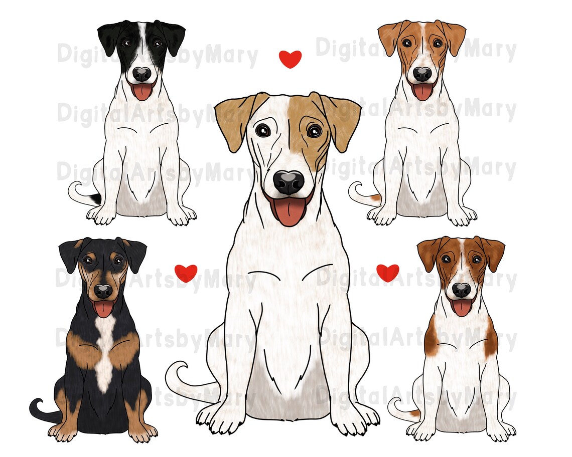 Cute Jack Russel Clipart Set PNG File Instant Download : Jack Russel ...