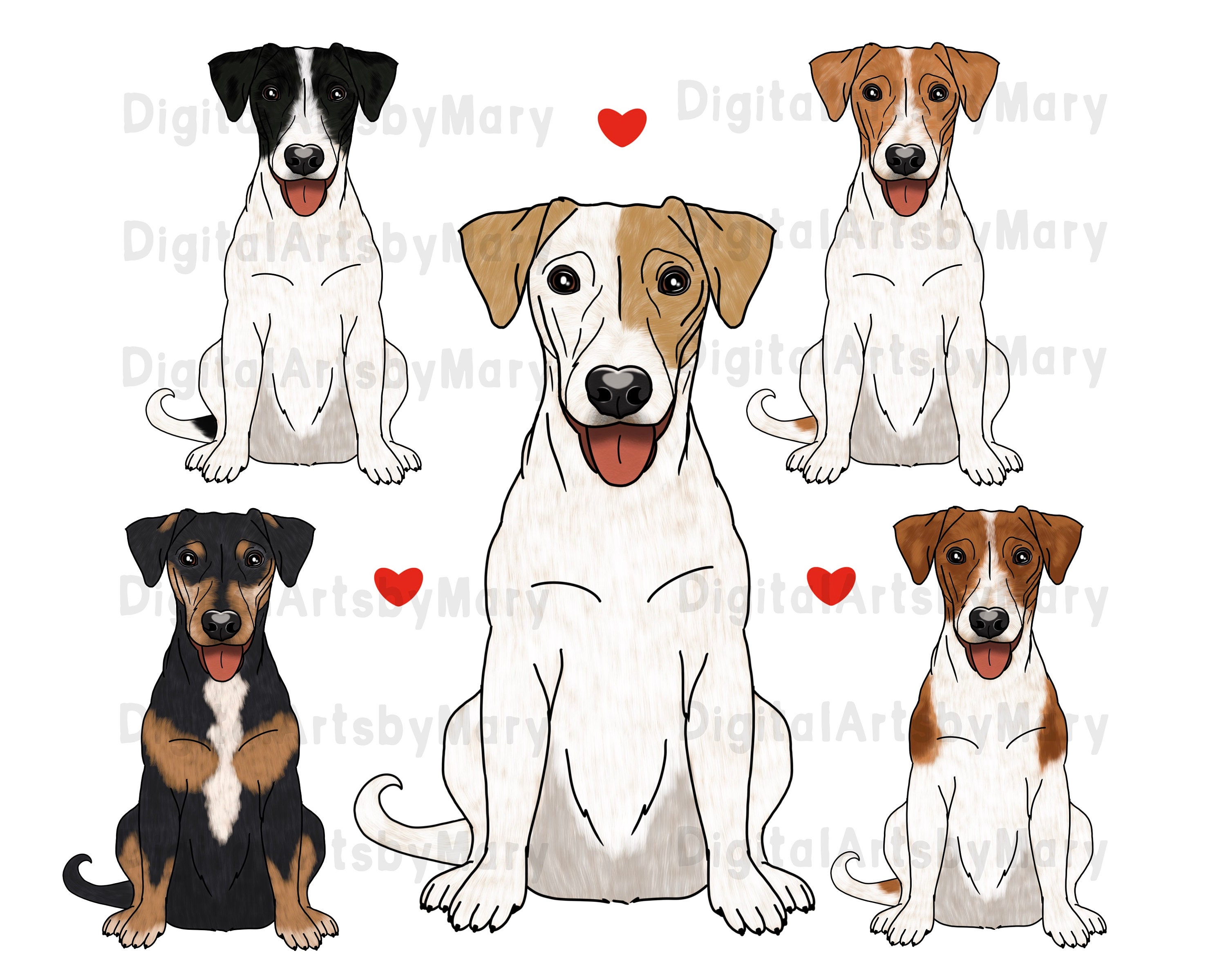 Cute Jack Russel Clipart Set PNG File Instant Download : Jack Russel ...