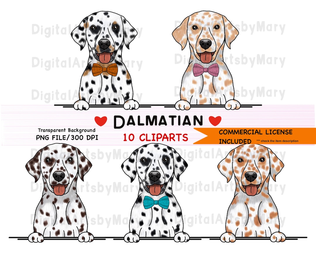 Cute Dalmatian Clipart Set PNG File Instant Download : Dalmatian ...