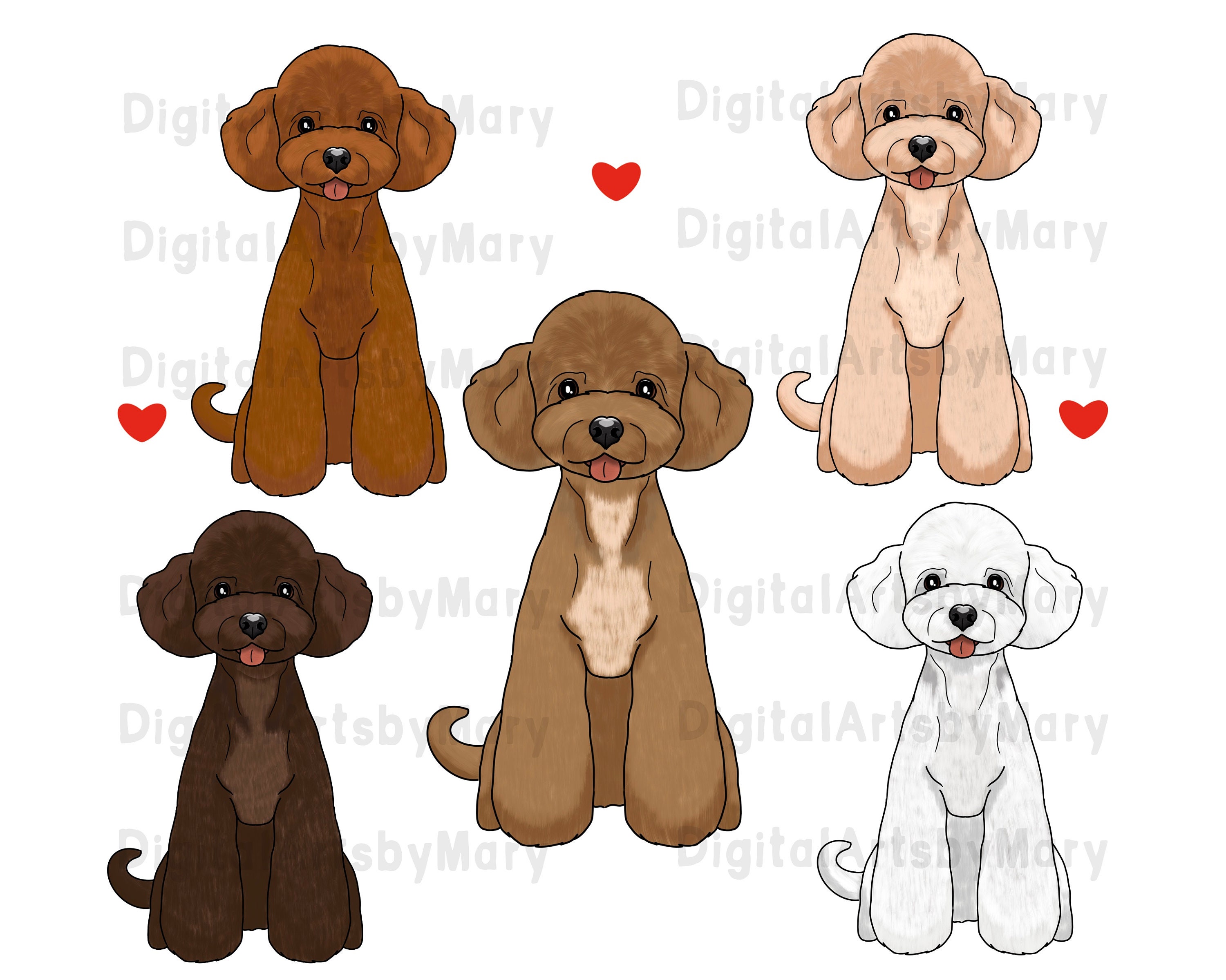 Cute Toy Poodle Clipart Set PNG File Instant Download : Toy Poodle ...