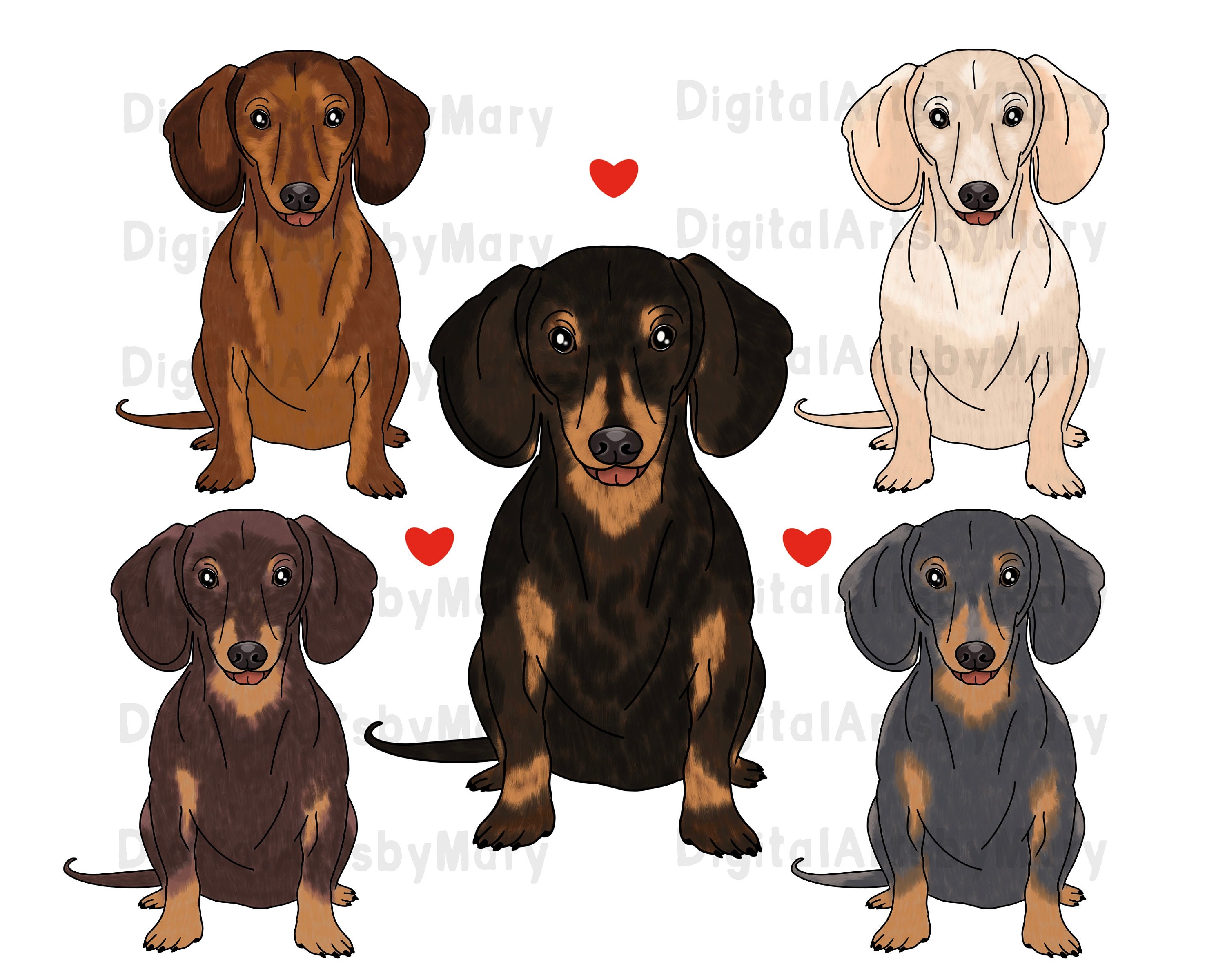 Dachshund Dog Pet Sticker Clipart Sausage Weiner Dog Printable Stickers ...