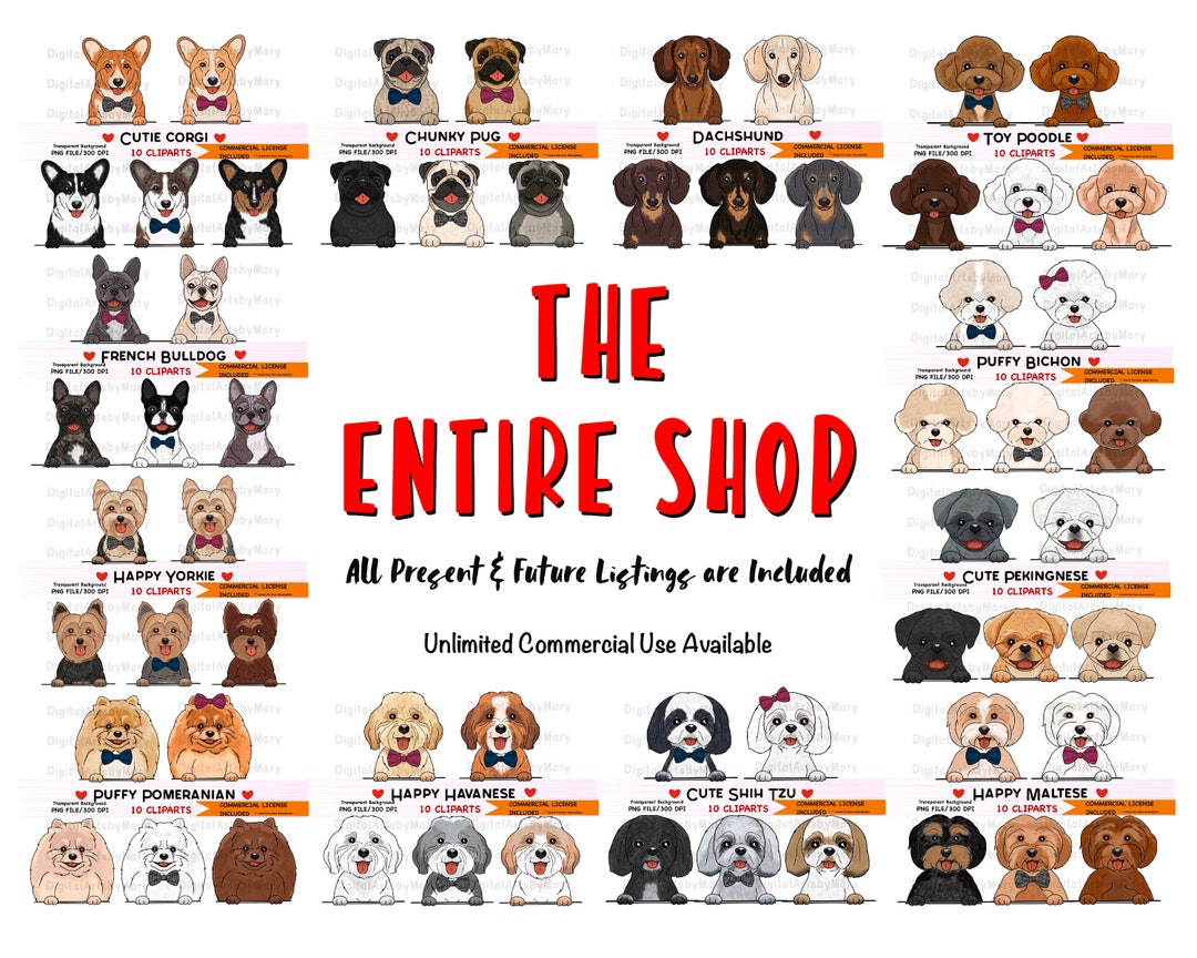 The Entire Shop Dog Breeds Stickers Clipart Printable Stickers Dog Icon ...