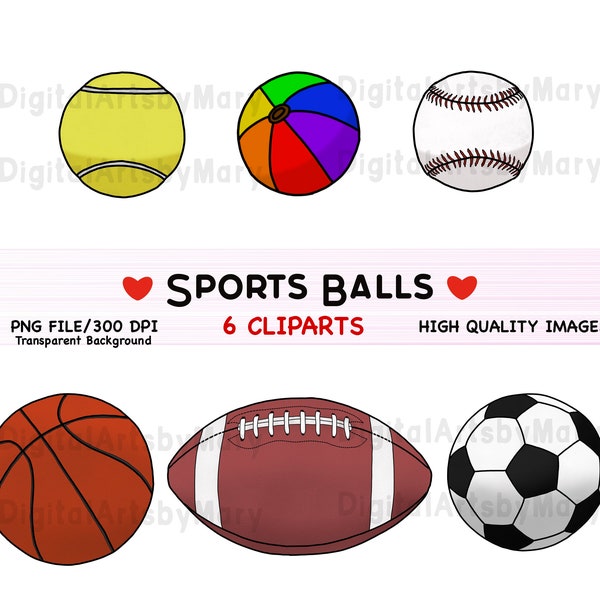 Sports Balls Clipart - Etsy