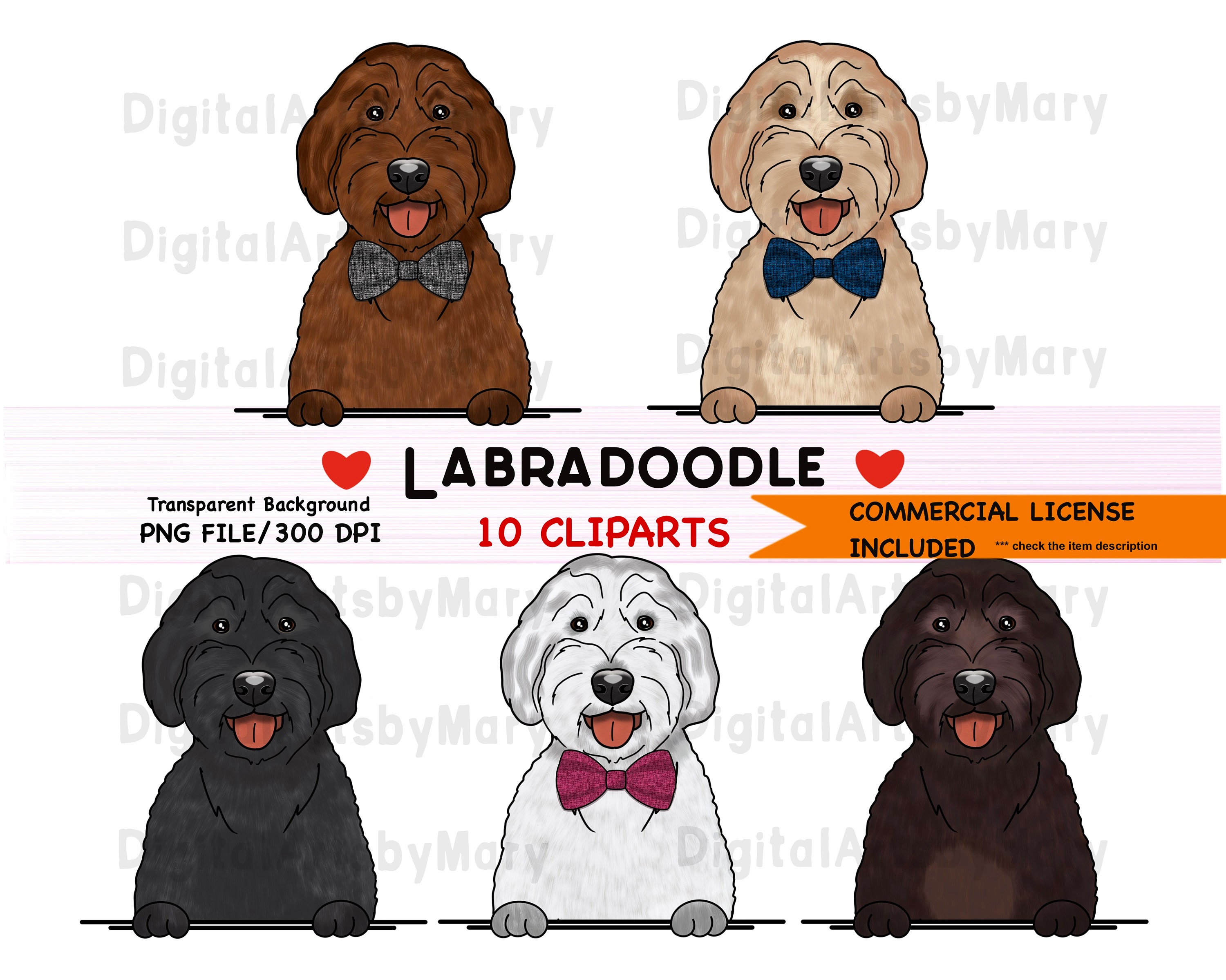 Cute Labradoodle Clipart Set PNG File Instant Download : Labradoodle ...