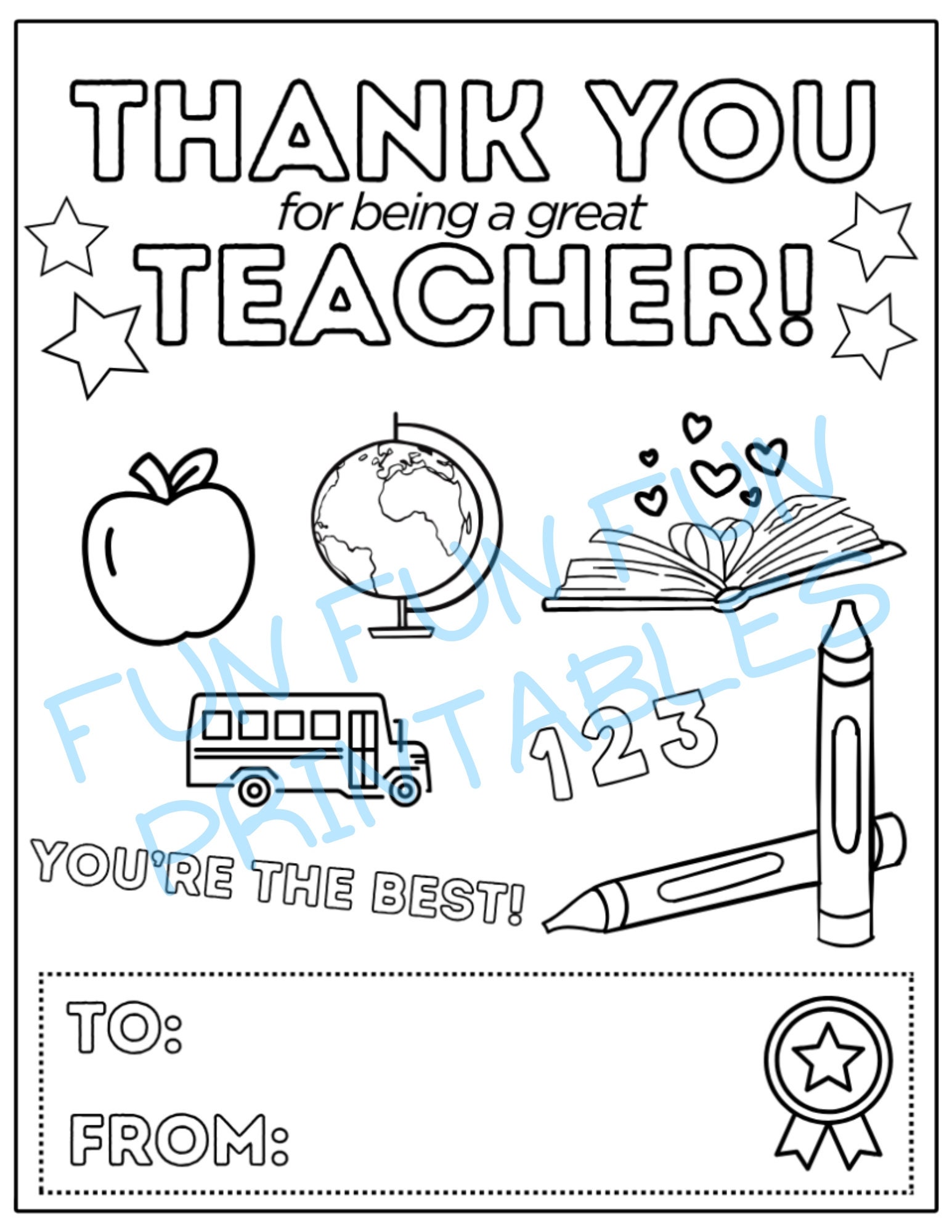 TEACHER: Kids Thank You Teacher Coloring Sheet - Etsy