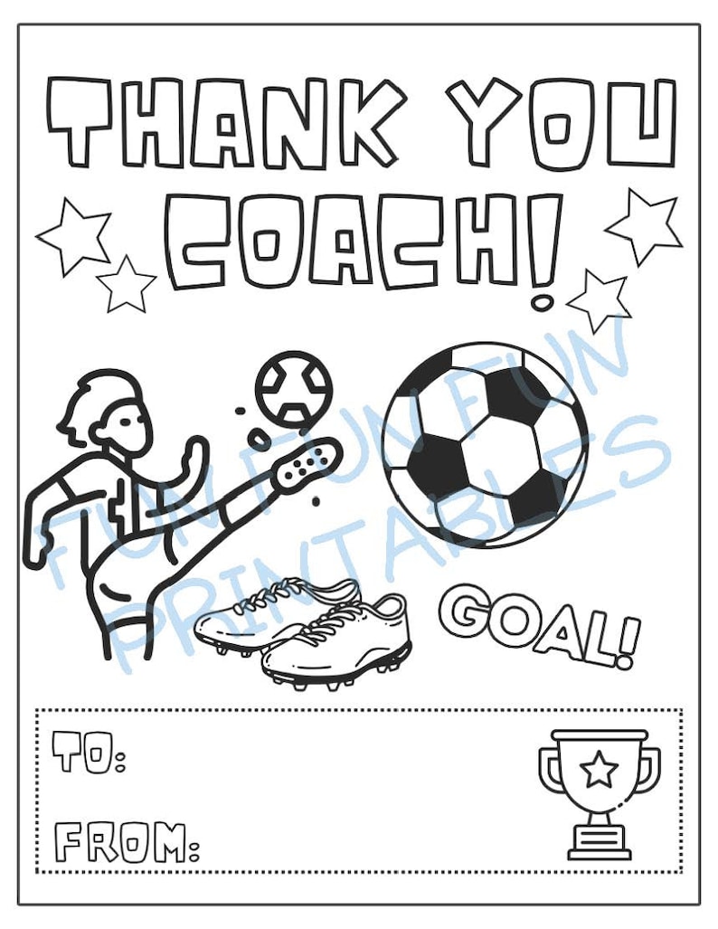 SOCCER: Kids Thank You Coach Coloring Sheet Soccer - Etsy