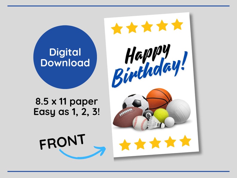 SPORTS: Happy Birthday Printable Card - Etsy