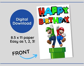 Printable Super Mario Birthday Card | Greeting Cards | Digital Card ...