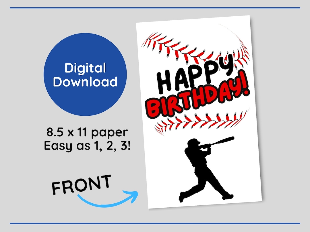 BASEBALL: Happy Birthday Printable Card - Etsy