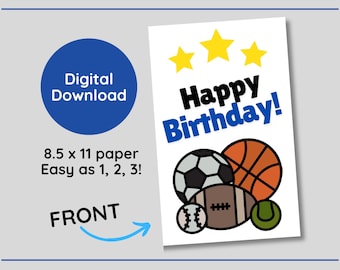 Printable Sports Birthday Card, Printable Birthday Card Funny, Digital ...