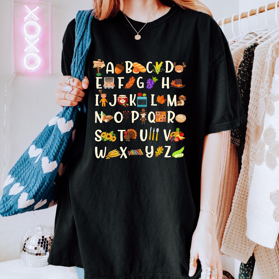 Abcs Learning Kindergarten Teacher Thanksgiving Alphabet T-shirt ...