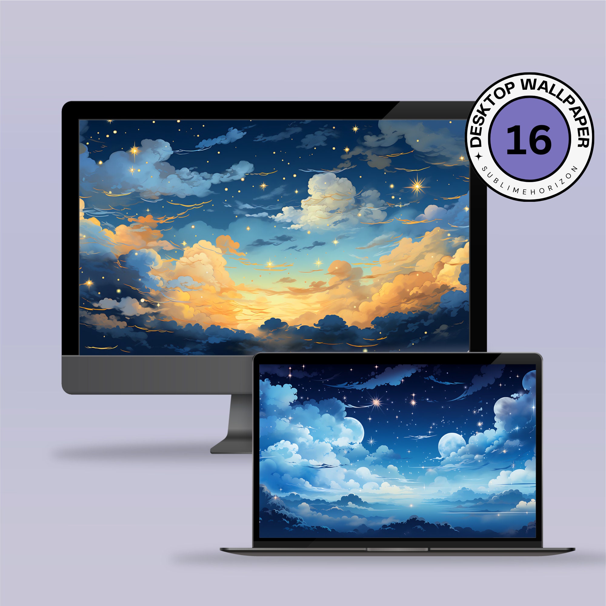 Blue Clouds Studio Ghibli Anime Wallpaper Cute Wallpaper Digital ...